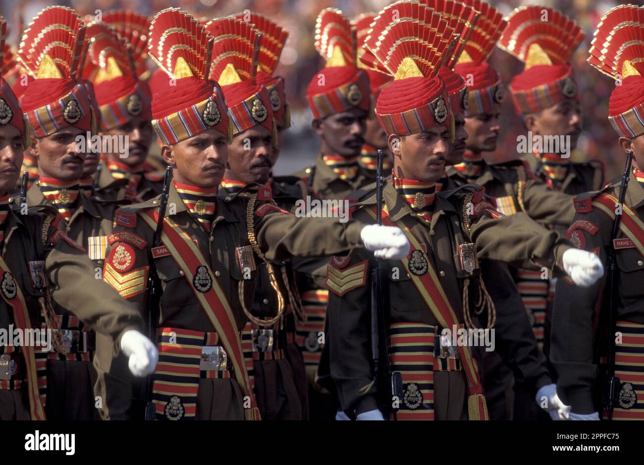 a view with soldiers a the Parade at the Republic Day on January, 26 ...