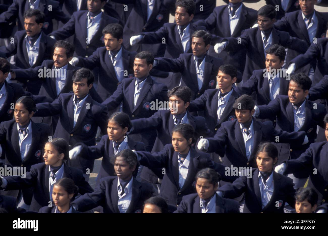 a view with soldiers a the Parade at the Republic Day on January, 26 ...