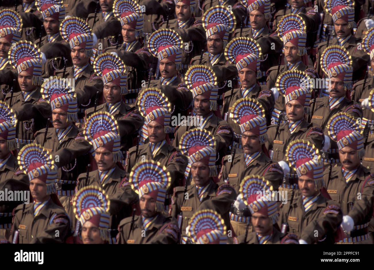 a view with soldiers a the Parade at the Republic Day on January, 26 ...