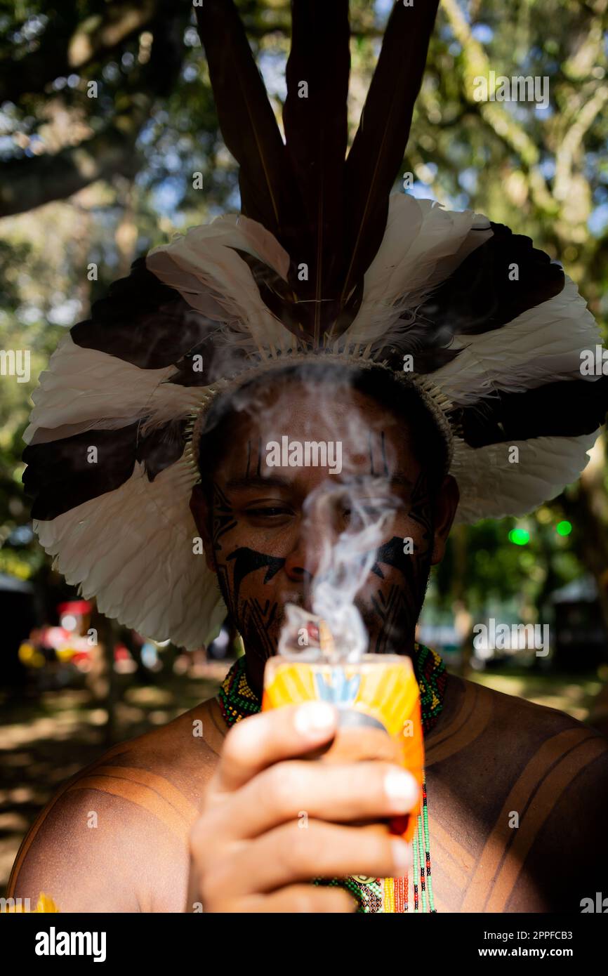 Indigenous Festival in Bertioga, on the coast of Sao Paulo, Brazil ...