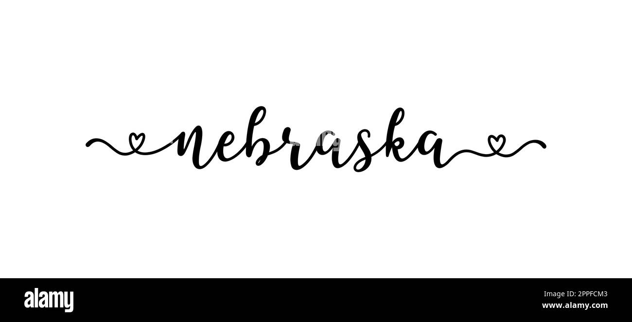 Hand sketched NEBRASKA text. Script lettering for poster, sticker ...