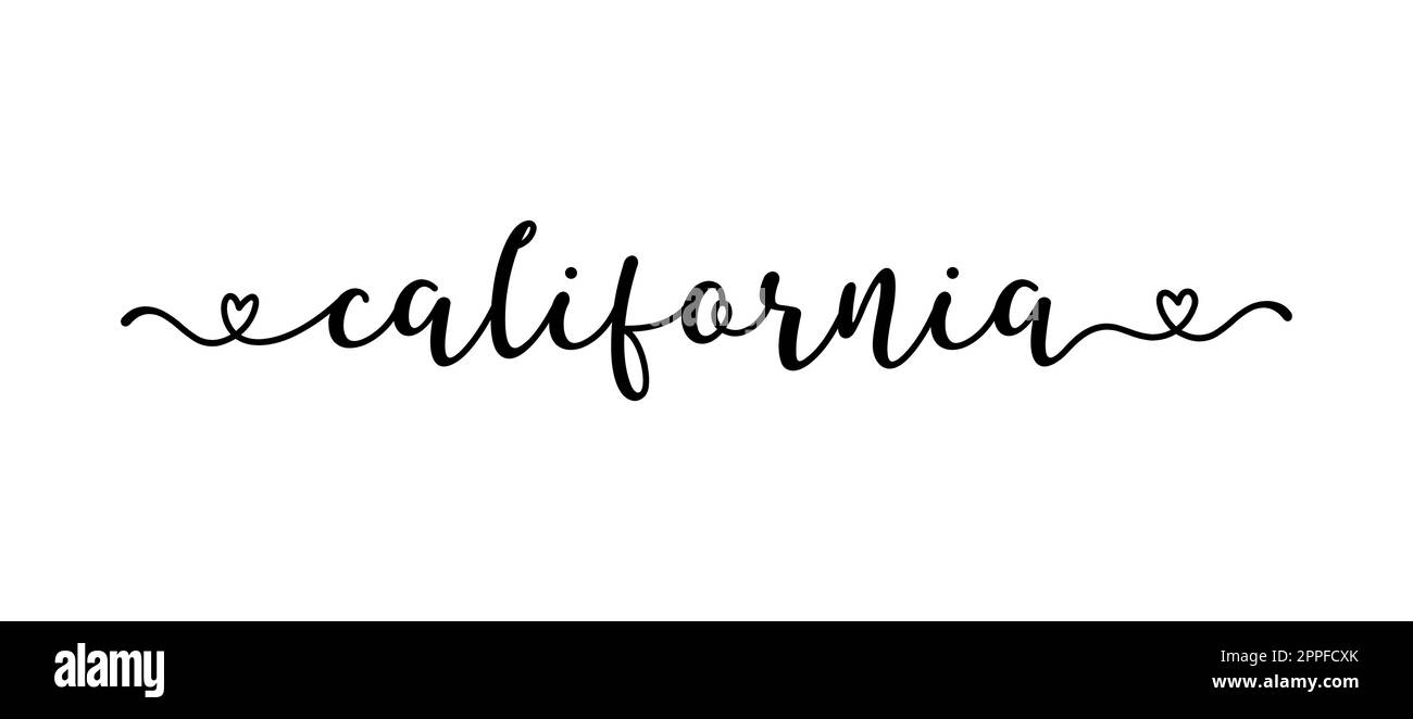 Hand sketched California text. Script lettering for poster, sticker ...