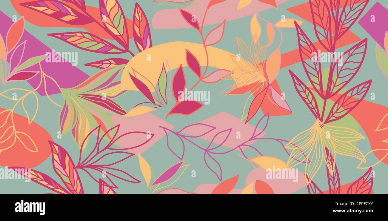 Creative collage contemporary floral seamless pattern. Fashionable ...