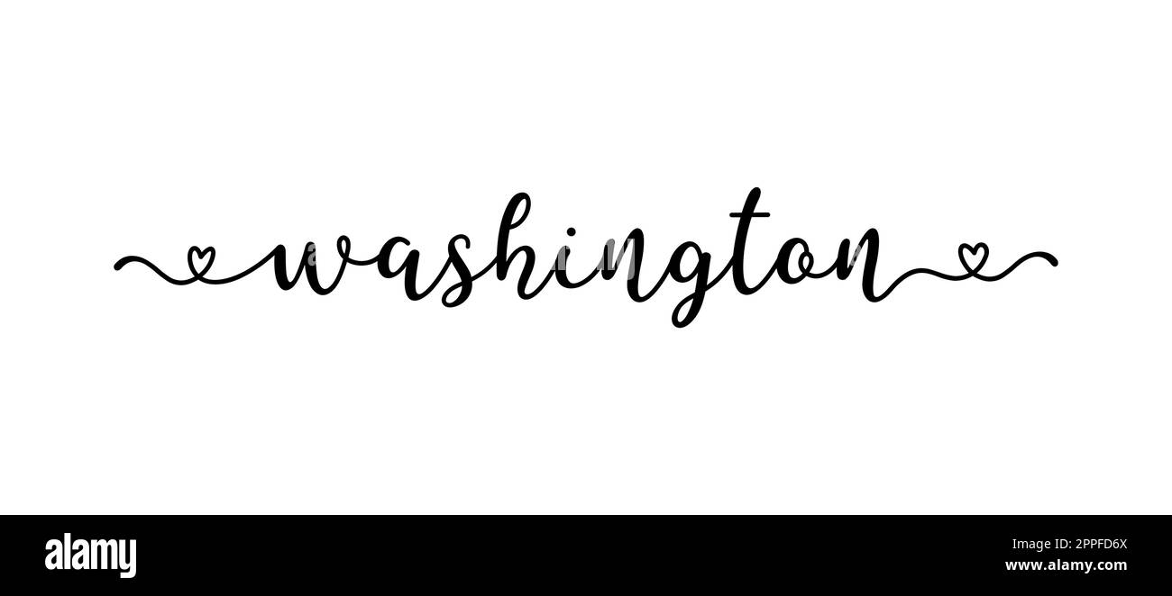 Hand sketched WASHINGTON text. Script lettering for poster, sticker ...