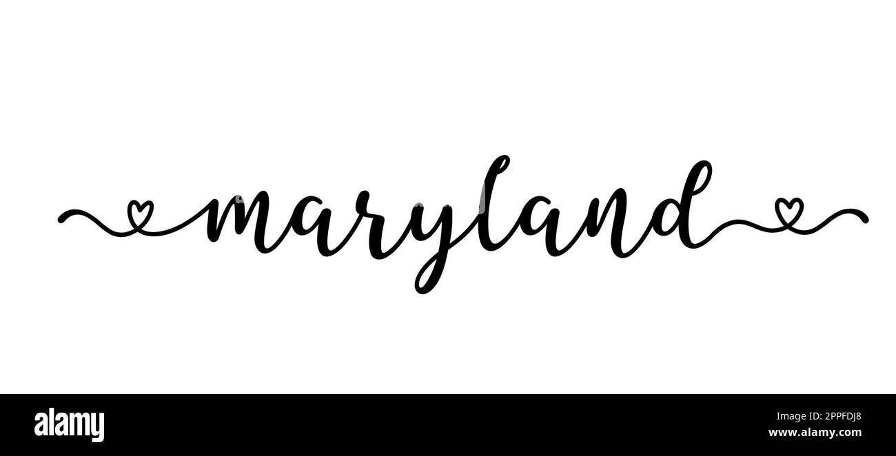 Hand sketched MARYLAND text. Script lettering for poster, sticker ...