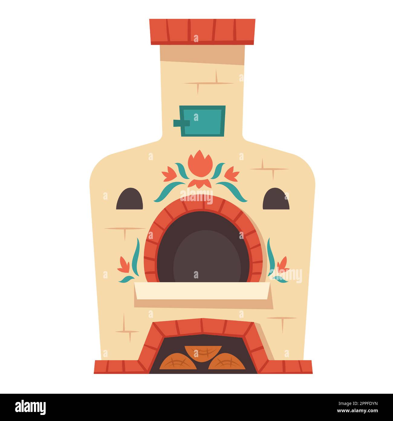 Russian oven, traditional furnace for rural kitchen. Vintage stove with ...