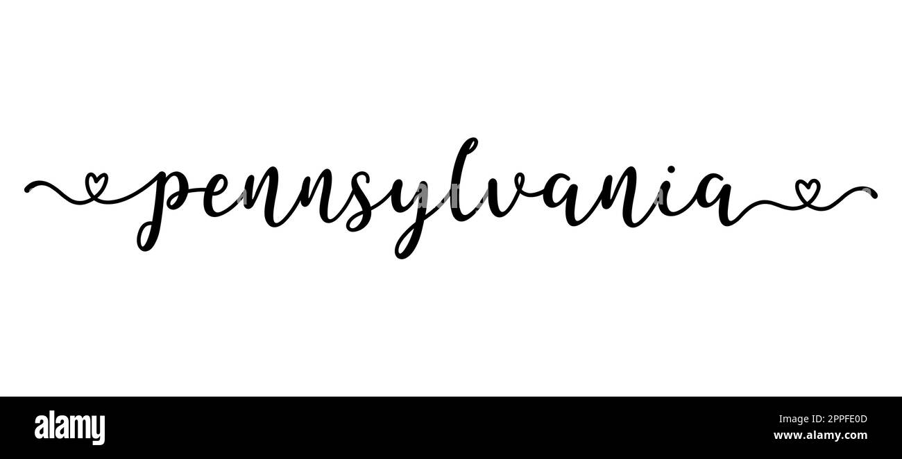 Hand sketched Pennsylvania text. Script lettering for poster, sticker ...