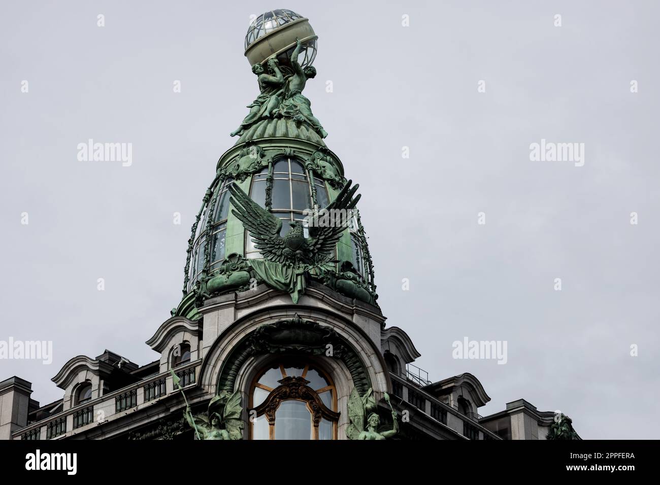 details of famous Singer House Building in St. Petersburg. historic ...