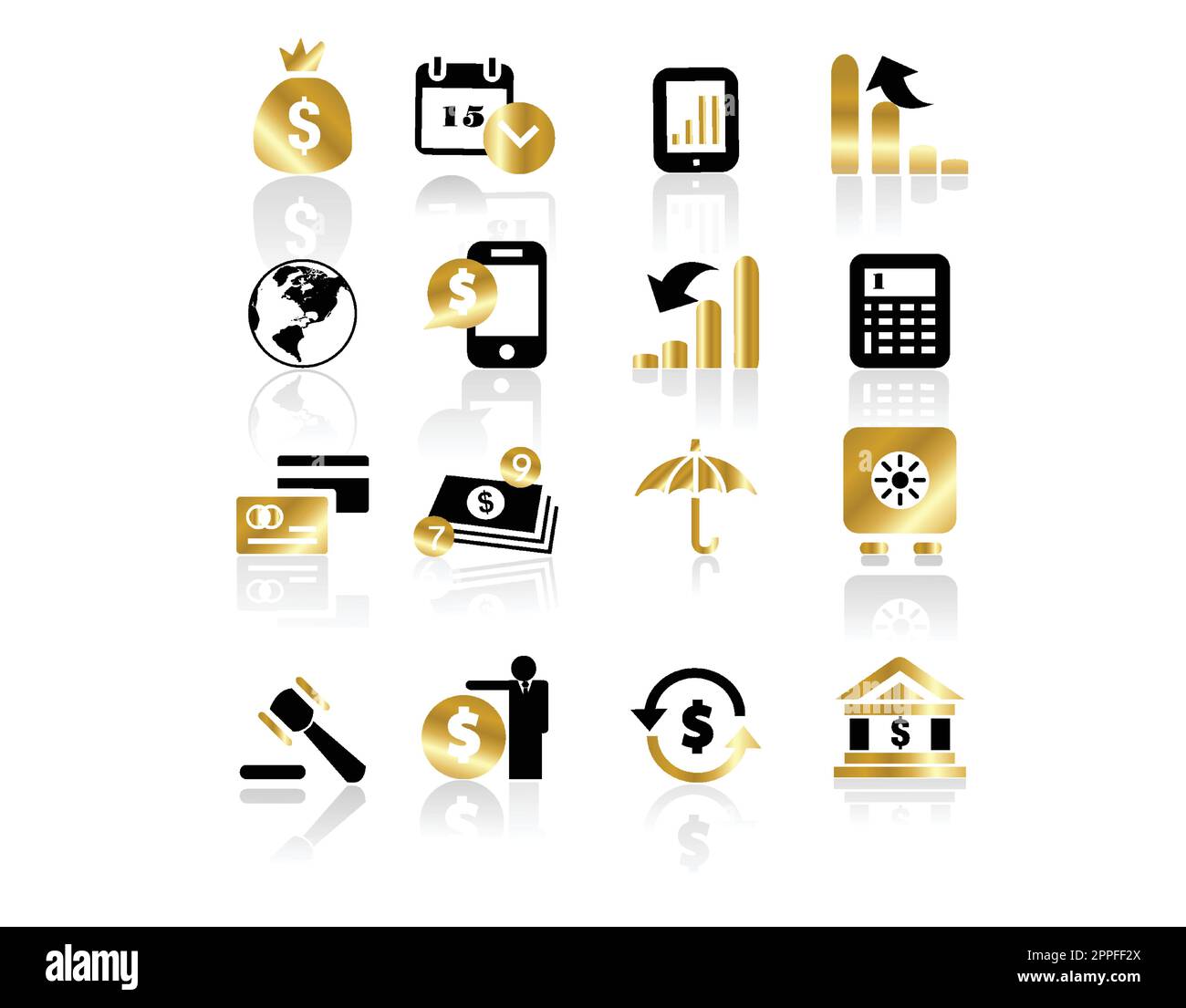 Bank finance icons signs Cut Out Stock Images & Pictures - Alamy