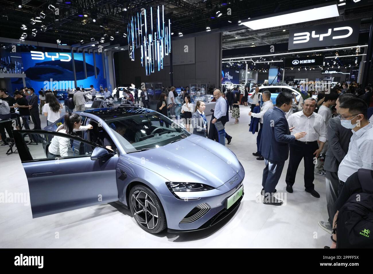 Photo taken on April 19, 2023, shows an exhibition booth of Chinese ...