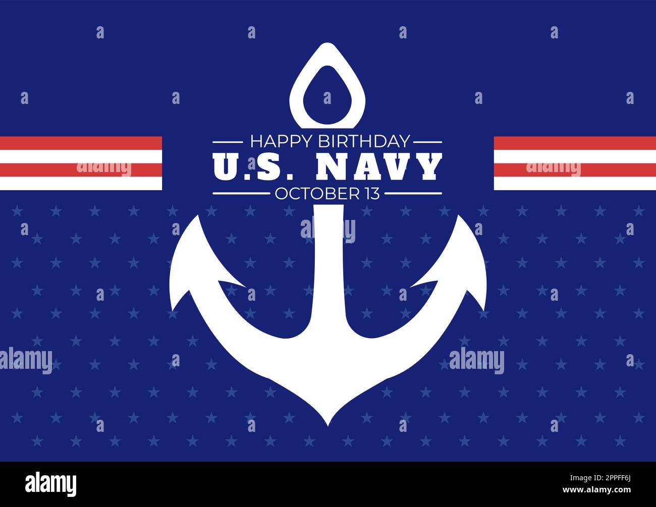 U.S. Navy Birthday on October 13th Hand Drawn Cartoon Flat Illustration ...