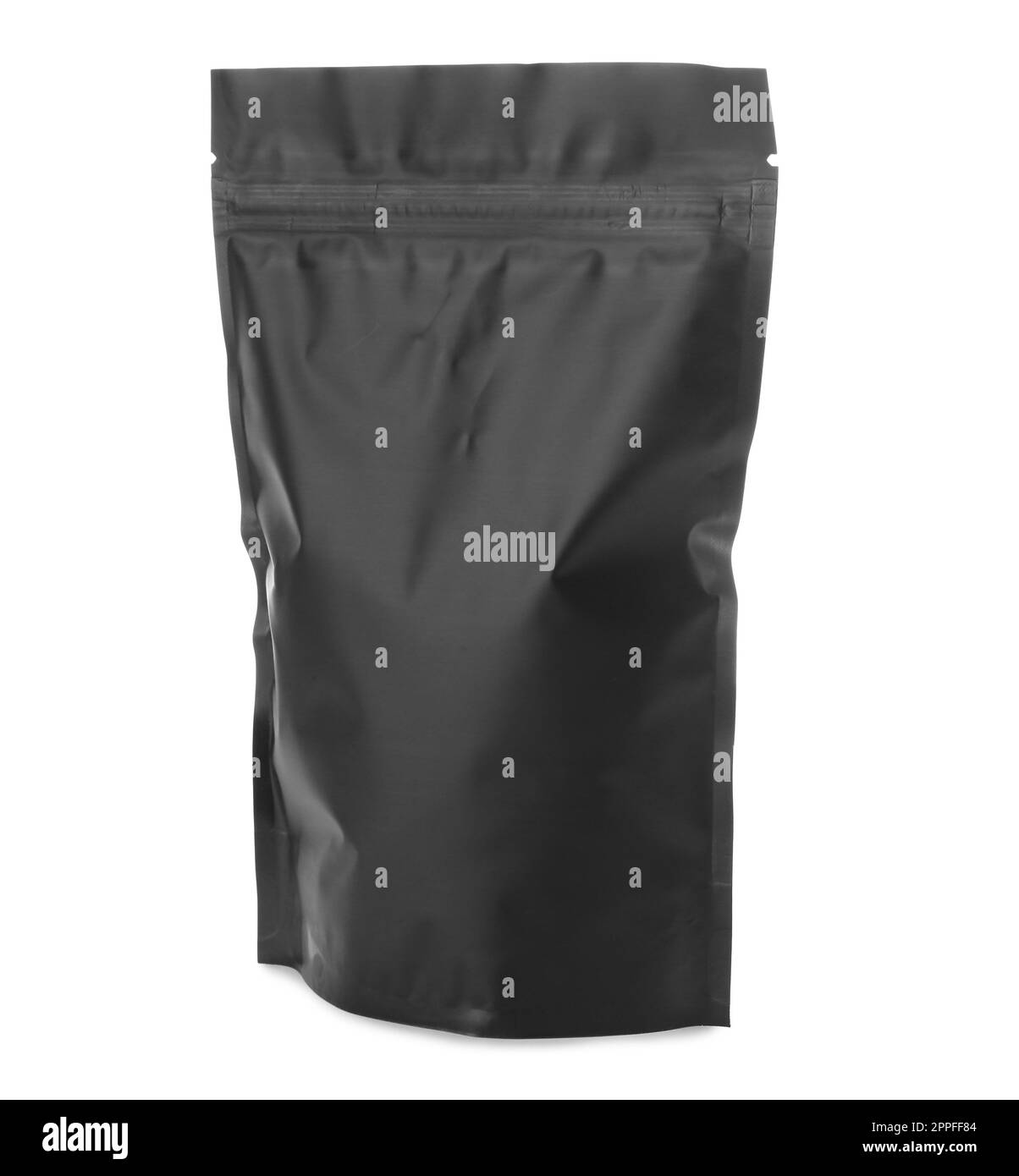 Black resealable foil package isolated on white Stock Photo - Alamy