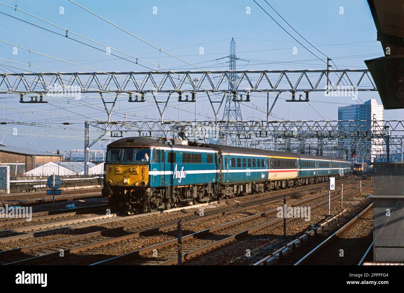A Class 86 electric locomotive number 86215 working a Greater Anglia ...