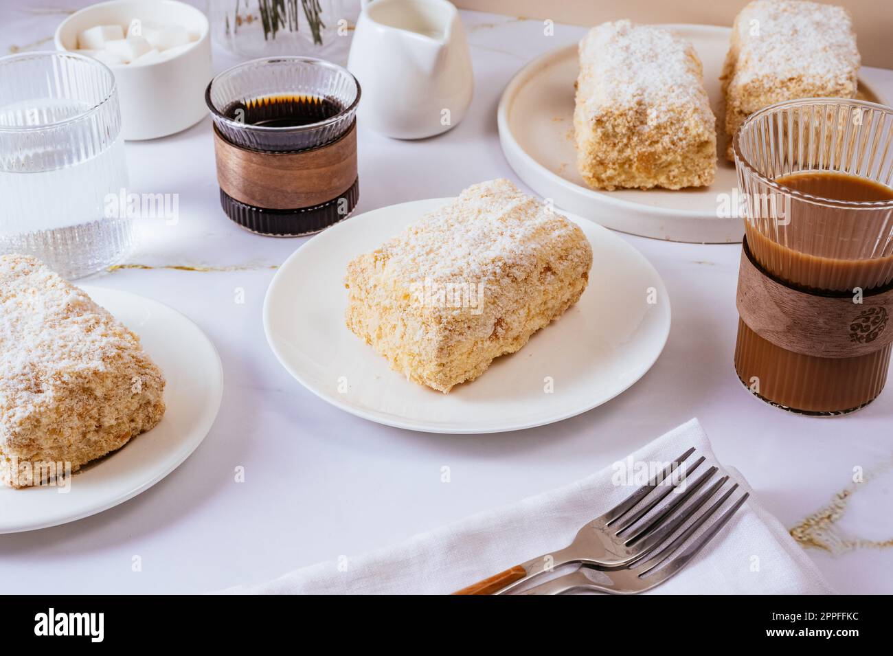 homemade cake made of several layers and cream Stock Photo - Alamy