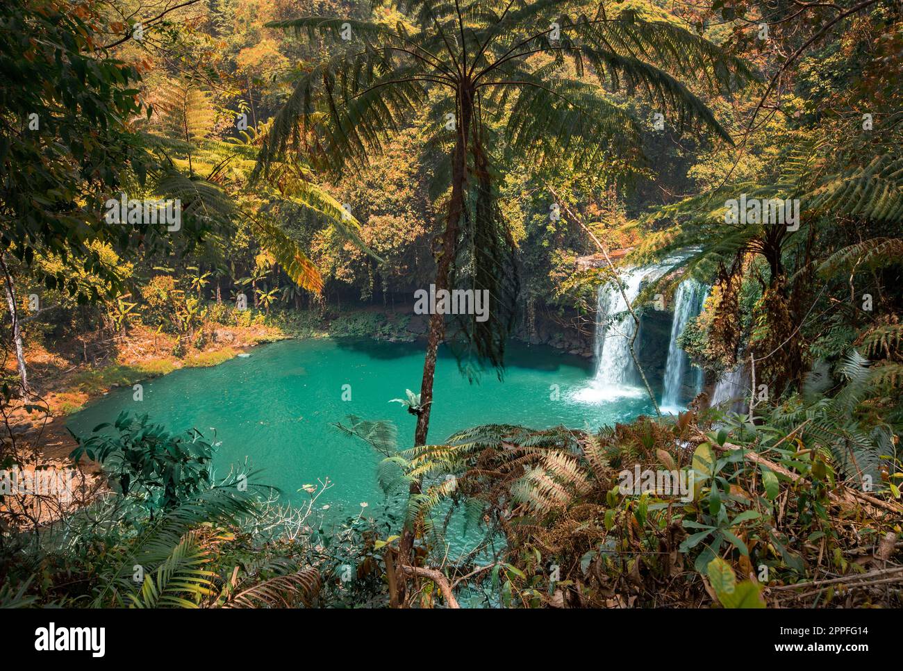 Beautiful Tad Champee waterfall. Laos landscape Stock Photo - Alamy