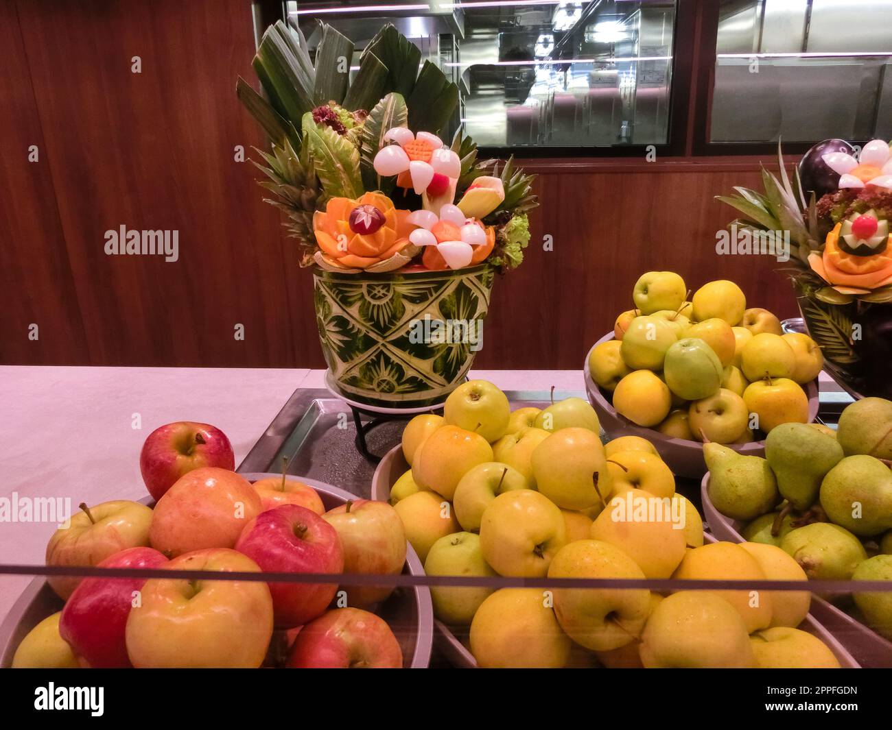 Fruit buffet line on board new cruise ship or new flagship of MSC ...