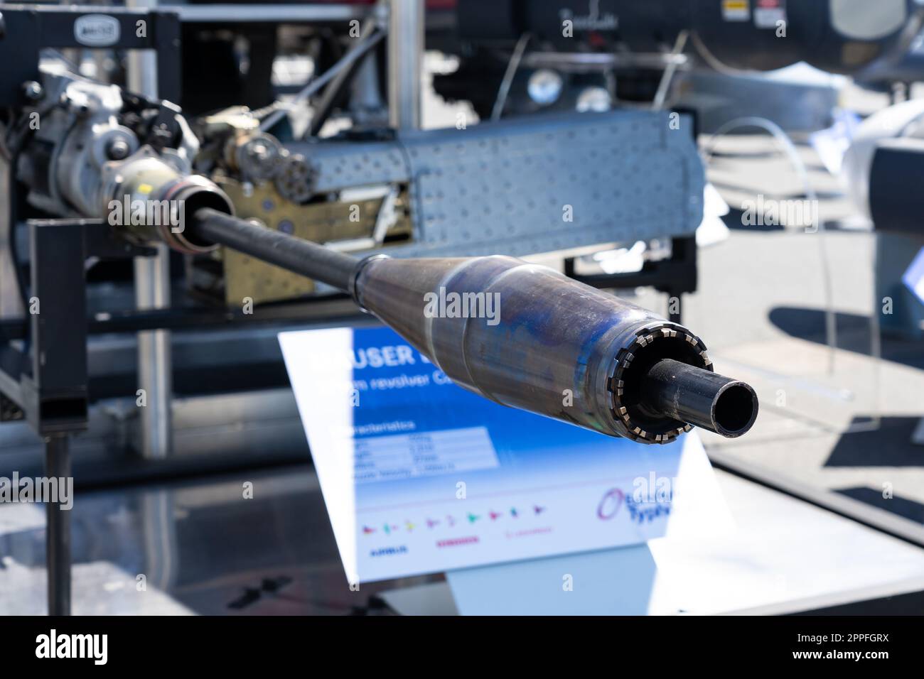 BERLIN, GERMANY - JUNE 23, 2022: Aircraft revolver gun Mauser BK-27 of ...