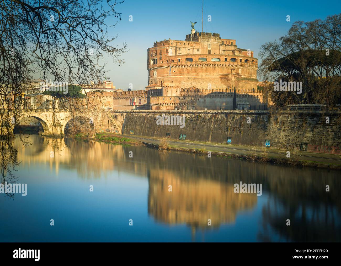 Saint Angel Castle and bridge over the Tiber river in Rome, Italy Stock Photo - Alamy