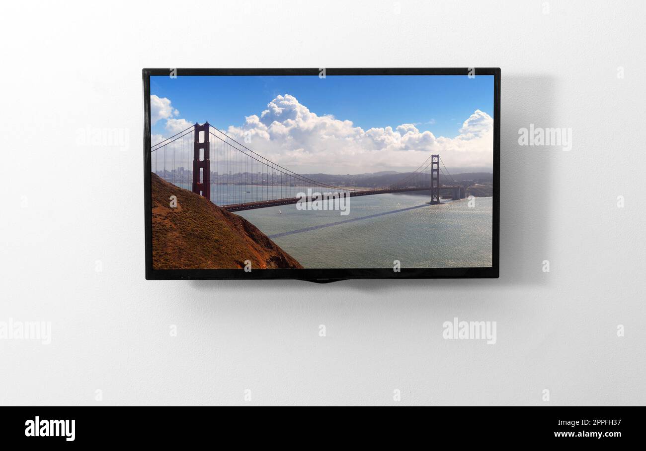 TV monitor on the wall Stock Photo - Alamy