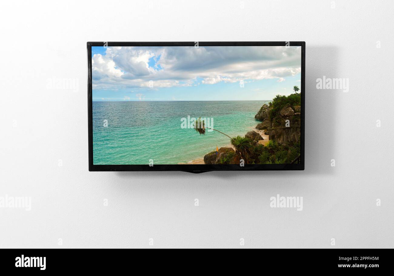 TV monitor on the wall Stock Photo - Alamy