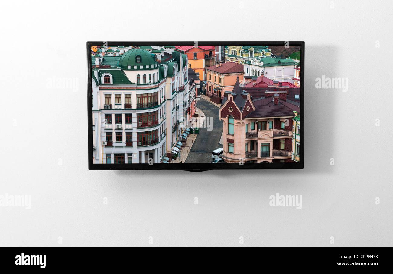TV monitor on the wall Stock Photo - Alamy