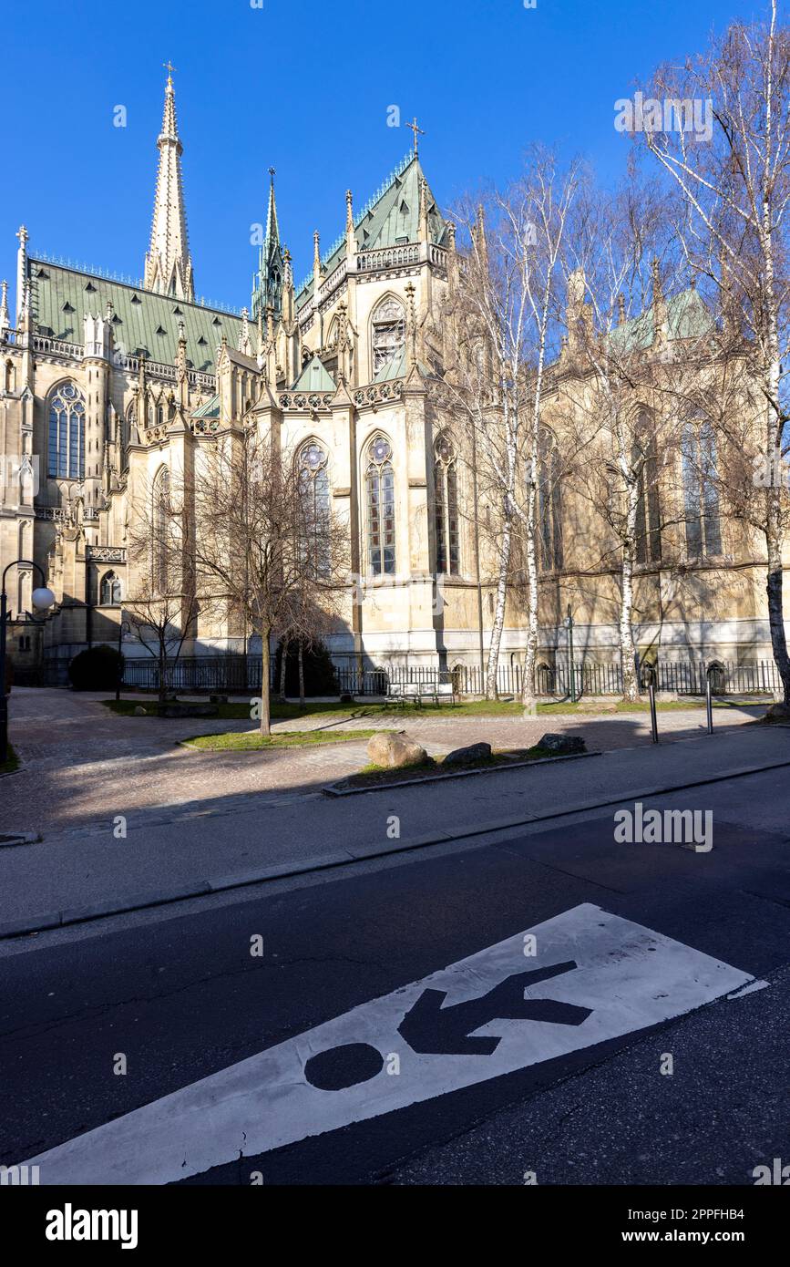 Facade of neo-gothic New Cathedral, Linz, Austria Stock Photo - Alamy
