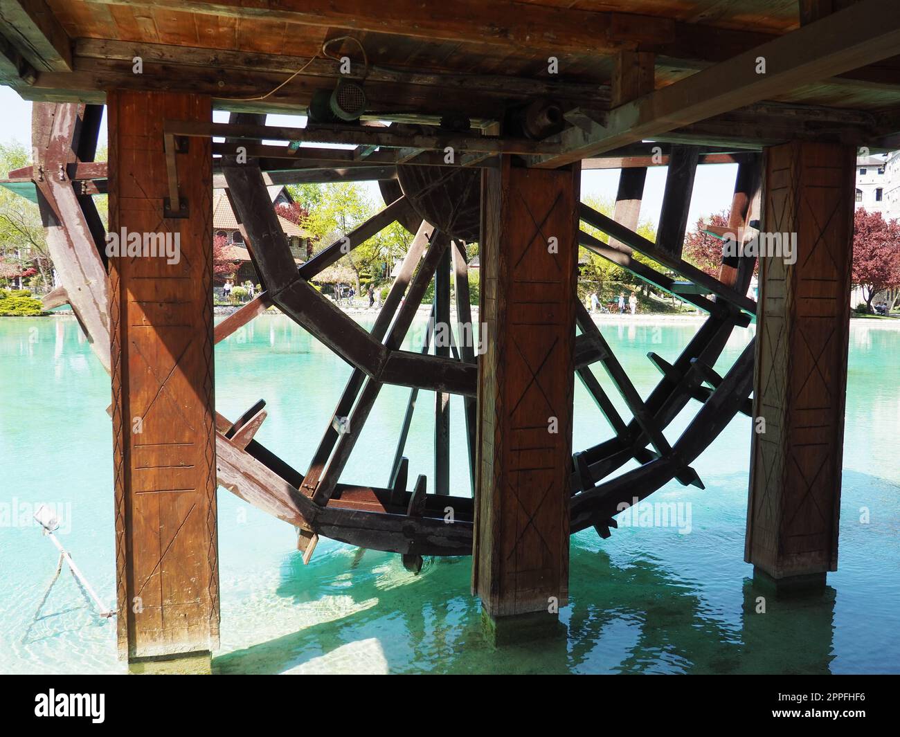 Water wooden Wheel - motion blur on wheel Stock Photo - Alamy