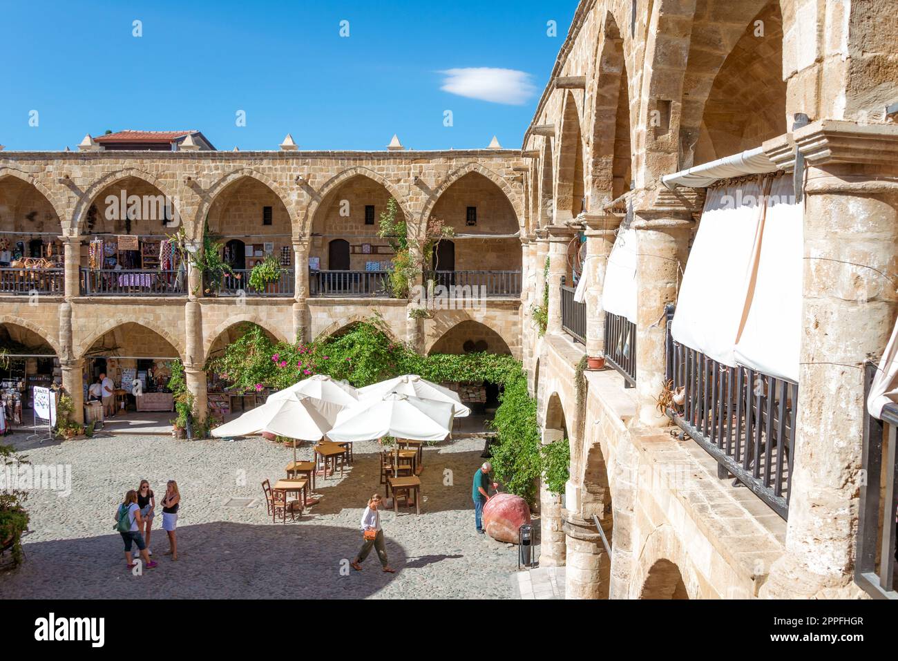 Nicosia, Cyprus - October 24, 2022: Courtyard of Buyuk Han (the Great ...