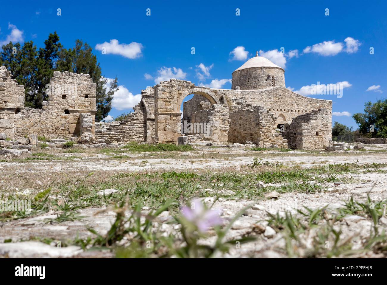 Ruins of Holy Cross monastery at Anogyra village. Limassol District ...