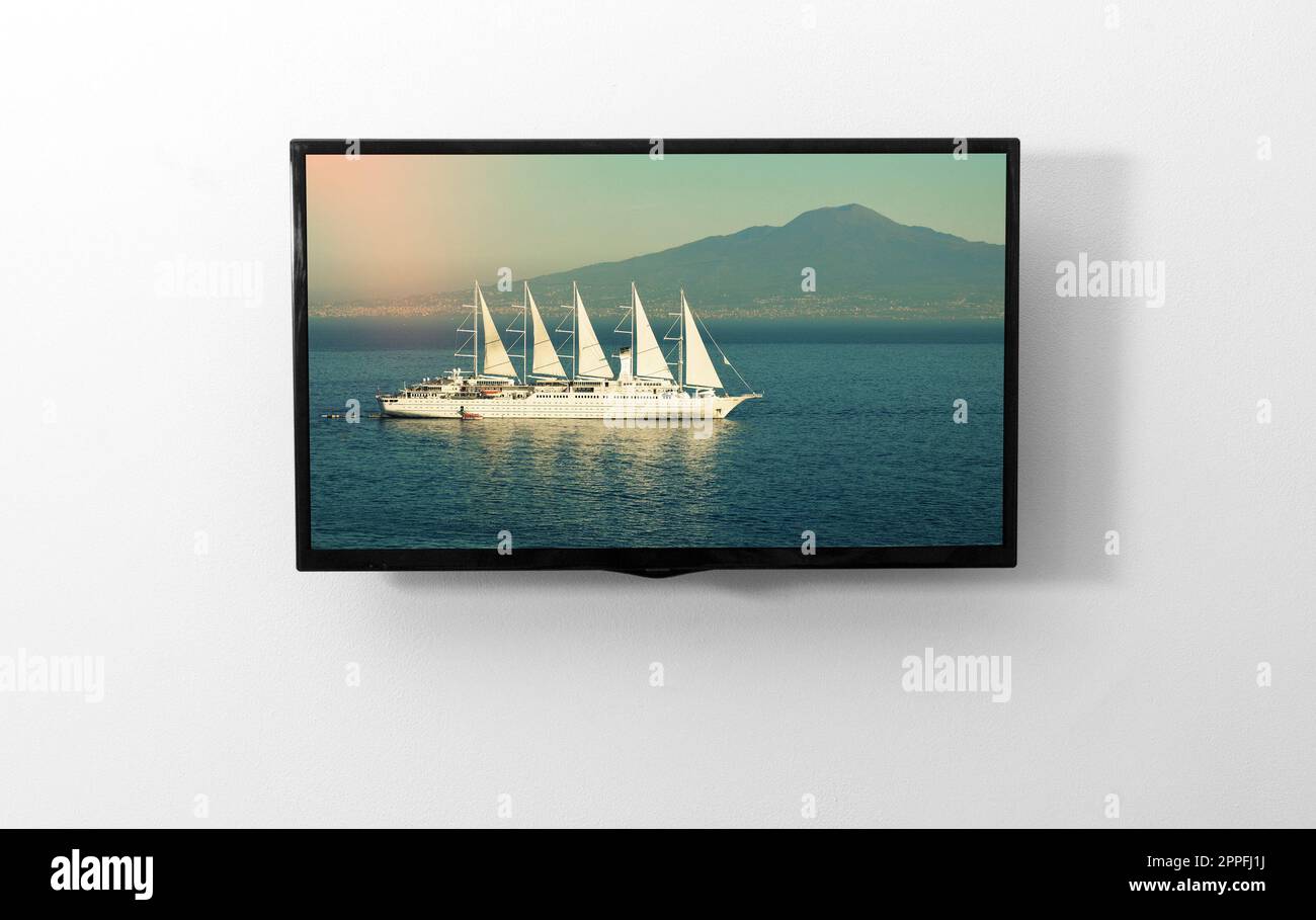 TV monitor on the wall Stock Photo - Alamy