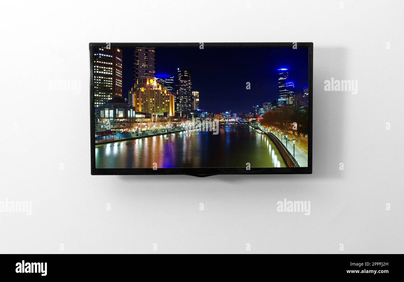 TV monitor on the wall Stock Photo - Alamy