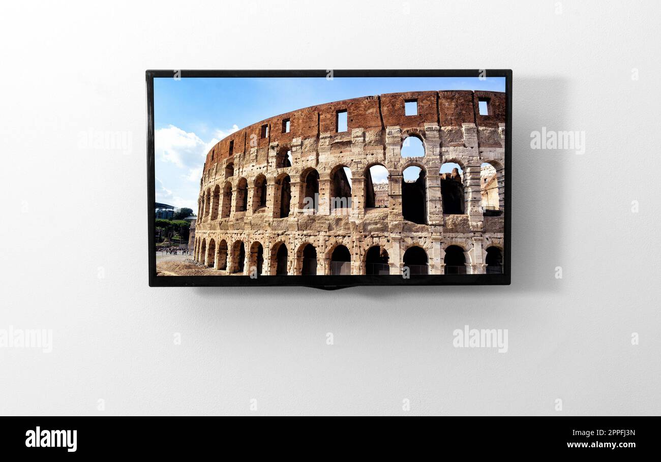 TV monitor on the wall Stock Photo - Alamy