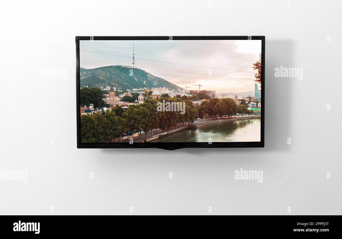 TV monitor on the wall Stock Photo - Alamy