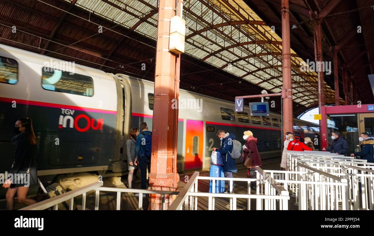 Beauty modern glasses railway station in Strasbourg in france Stock ...