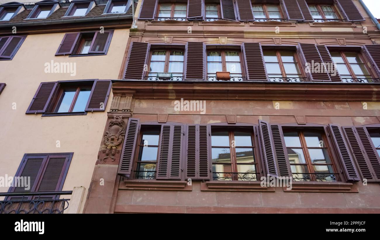 view of medieval buildings on the channel at little france quarter in ...