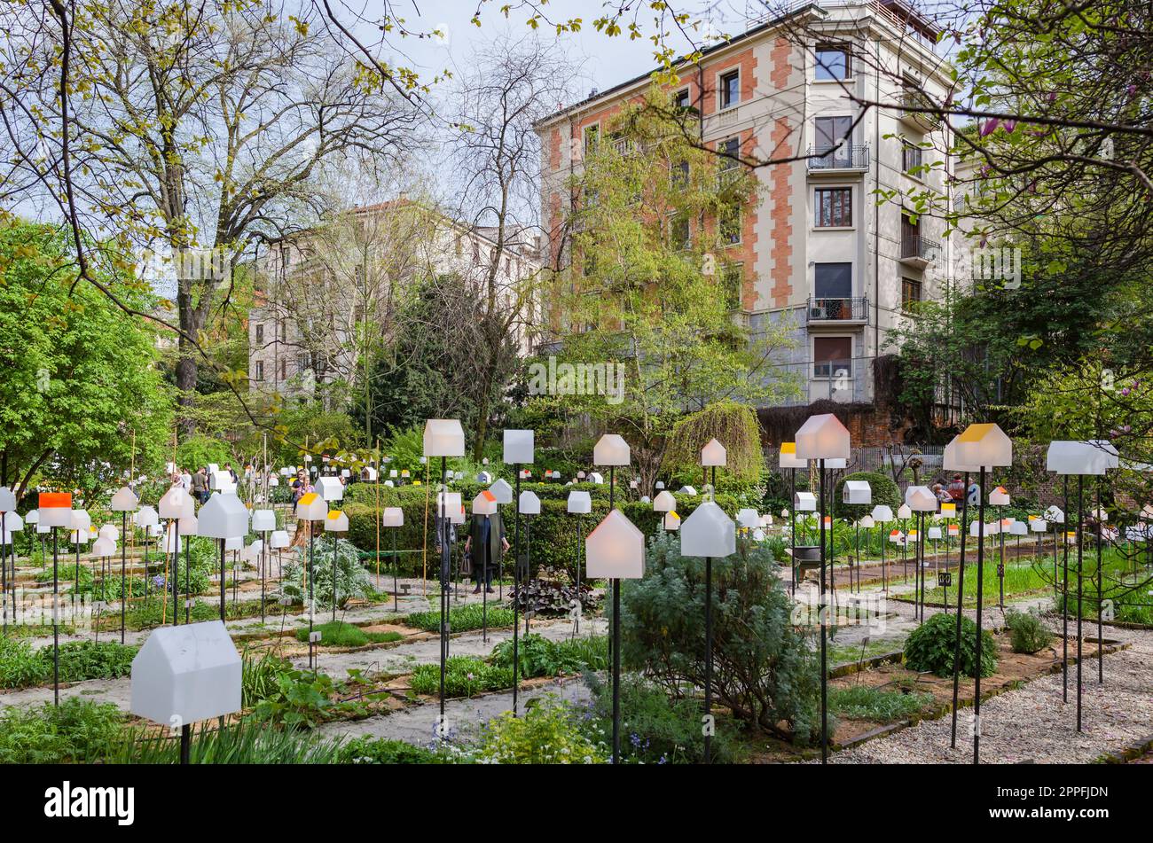 MILAN, ITALY - April 2018: Installation transforms the Brera Botanical ...