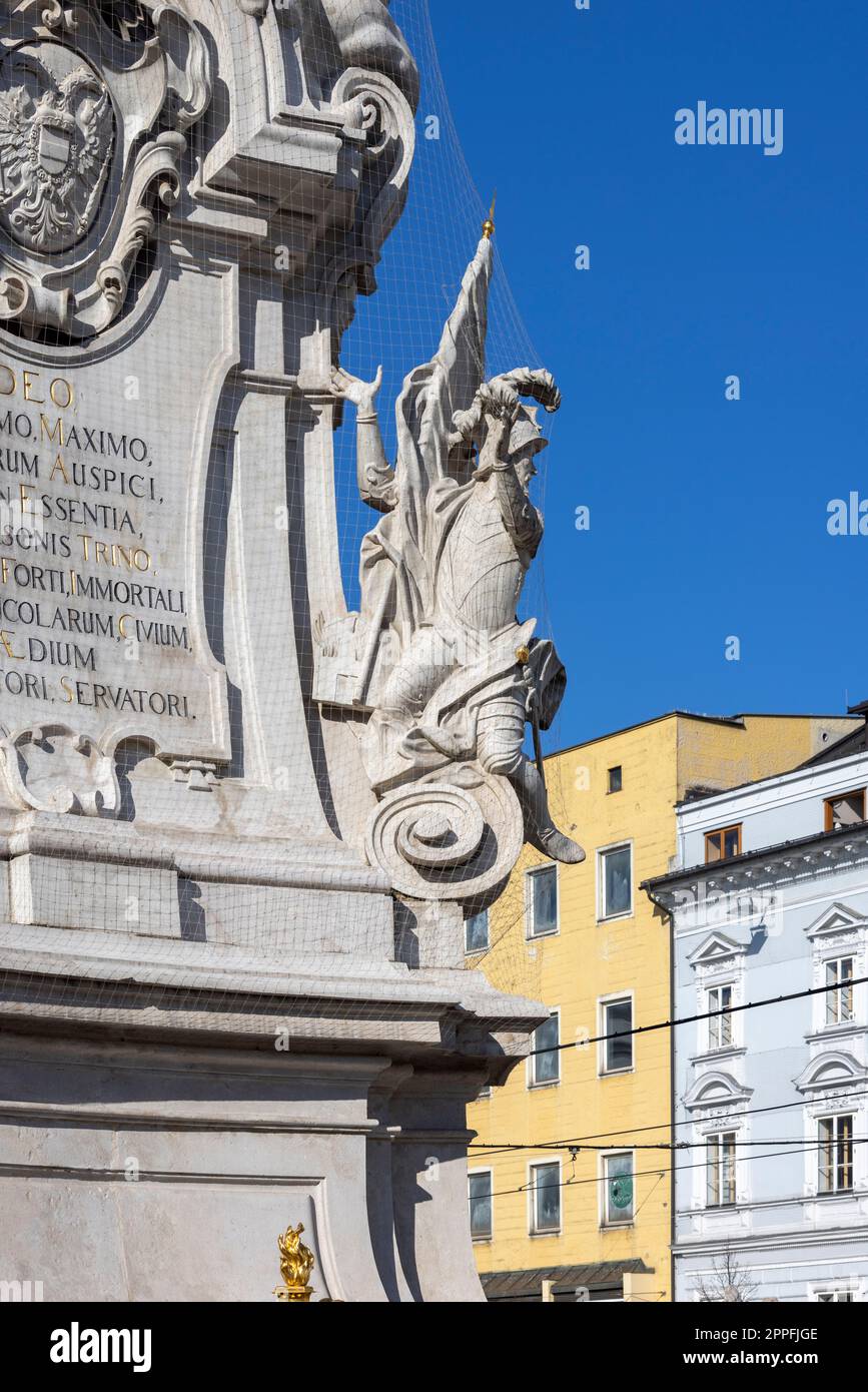 18th century baroque Holy Trinity Column on the main square, Linz ...