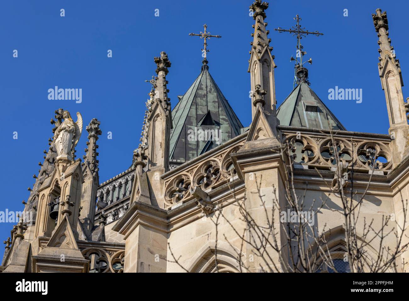 Facade of neo-gothic New Cathedral, Linz, Austria Stock Photo - Alamy