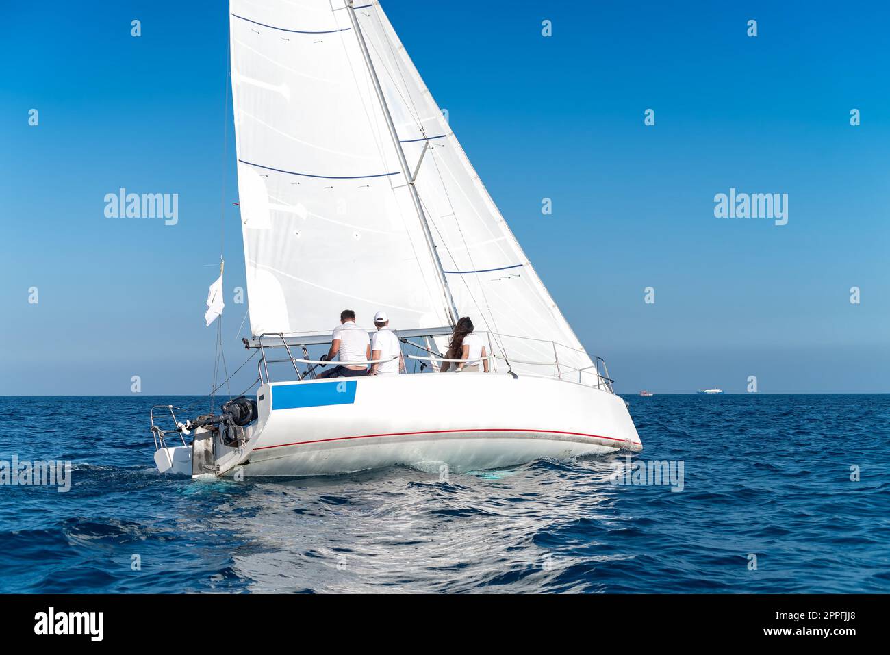 Crew in a yacht. Sailing yacht race regatta. Yachting sport Stock Photo ...