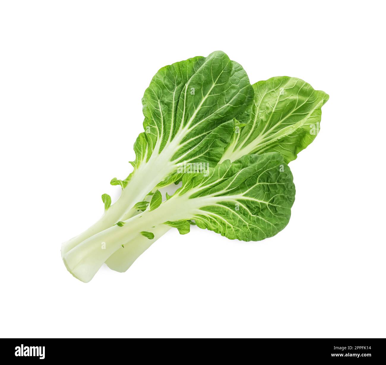 Fresh leaves of green pak choy cabbage on white background, top view ...