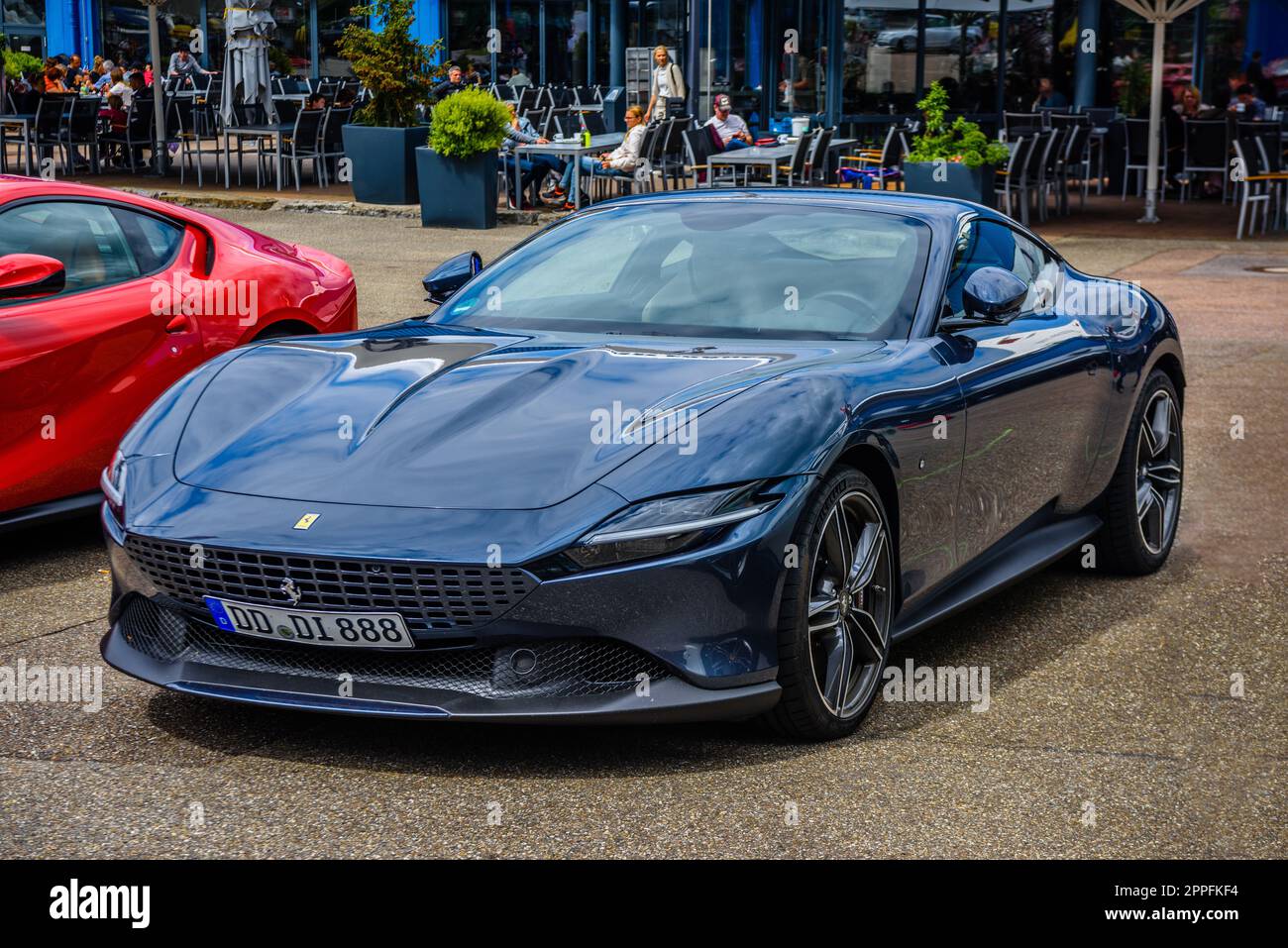 SINSHEIM, GERMANY - MAI 2022: dark blue black Ferrari Roma Type Stock ...