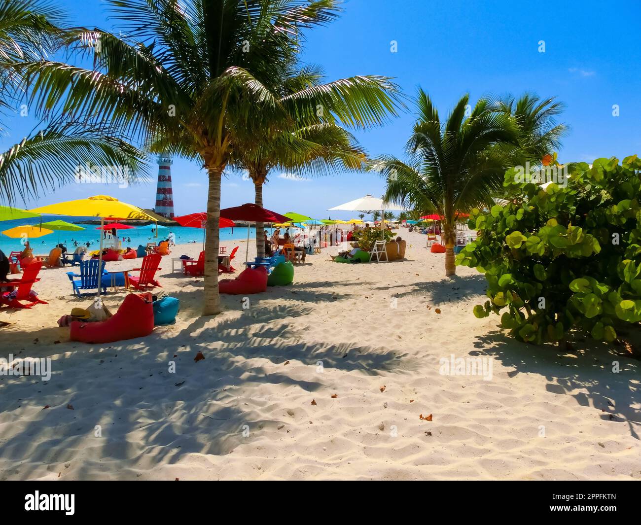 People resting at beach on Ocean Cay island Stock Photo - Alamy
