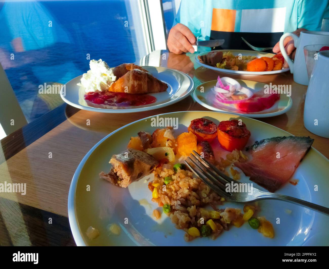 Dining Room Buffet aboard the abstract luxury cruise ship Stock Photo ...