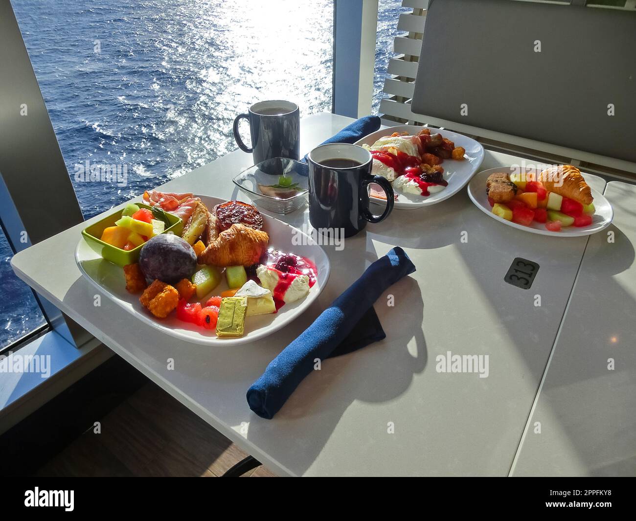 Dining Room Buffet aboard the abstract luxury cruise ship Stock Photo ...