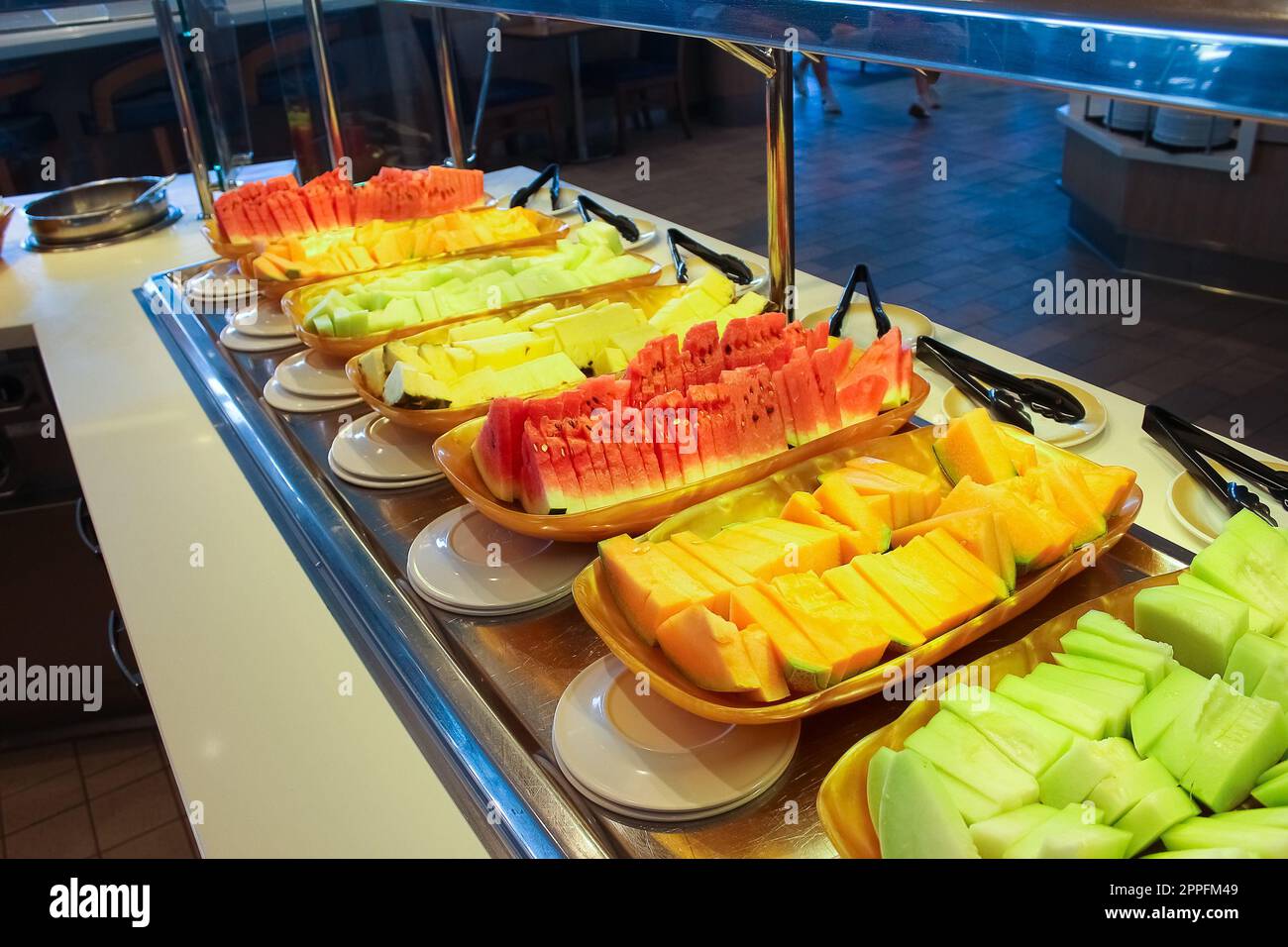 Dining Room Buffet aboard the luxury abstract cruise ship Stock Photo ...