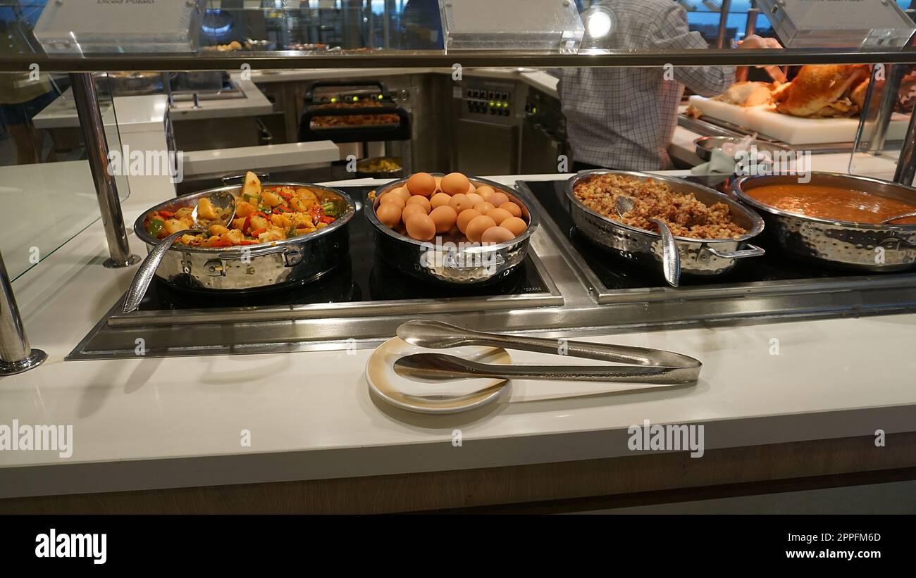Dining Room Buffet aboard the luxury abstract cruise ship Stock Photo ...