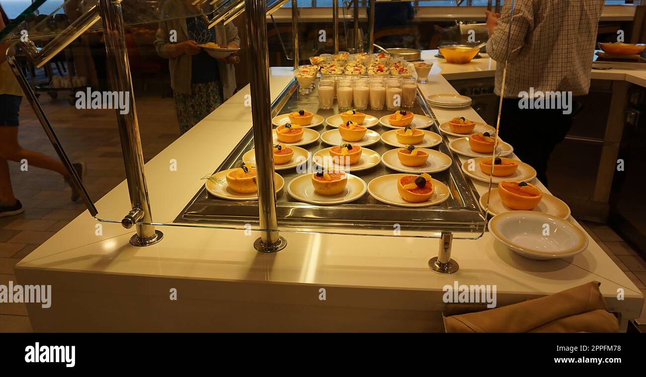 Dining Room Buffet aboard the luxury abstract cruise ship Stock Photo ...