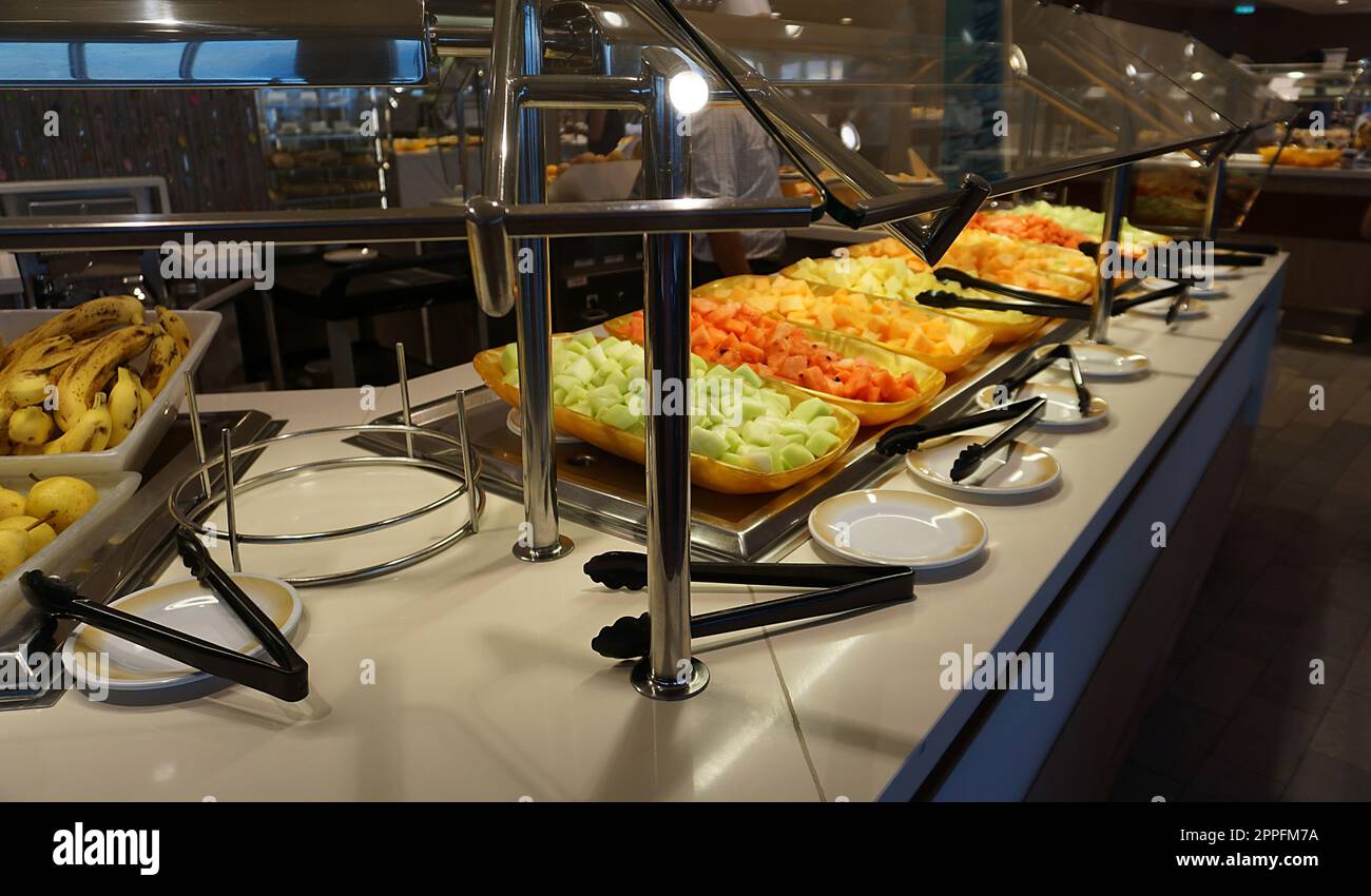 Dining Room Buffet aboard the luxury abstract cruise ship Stock Photo ...