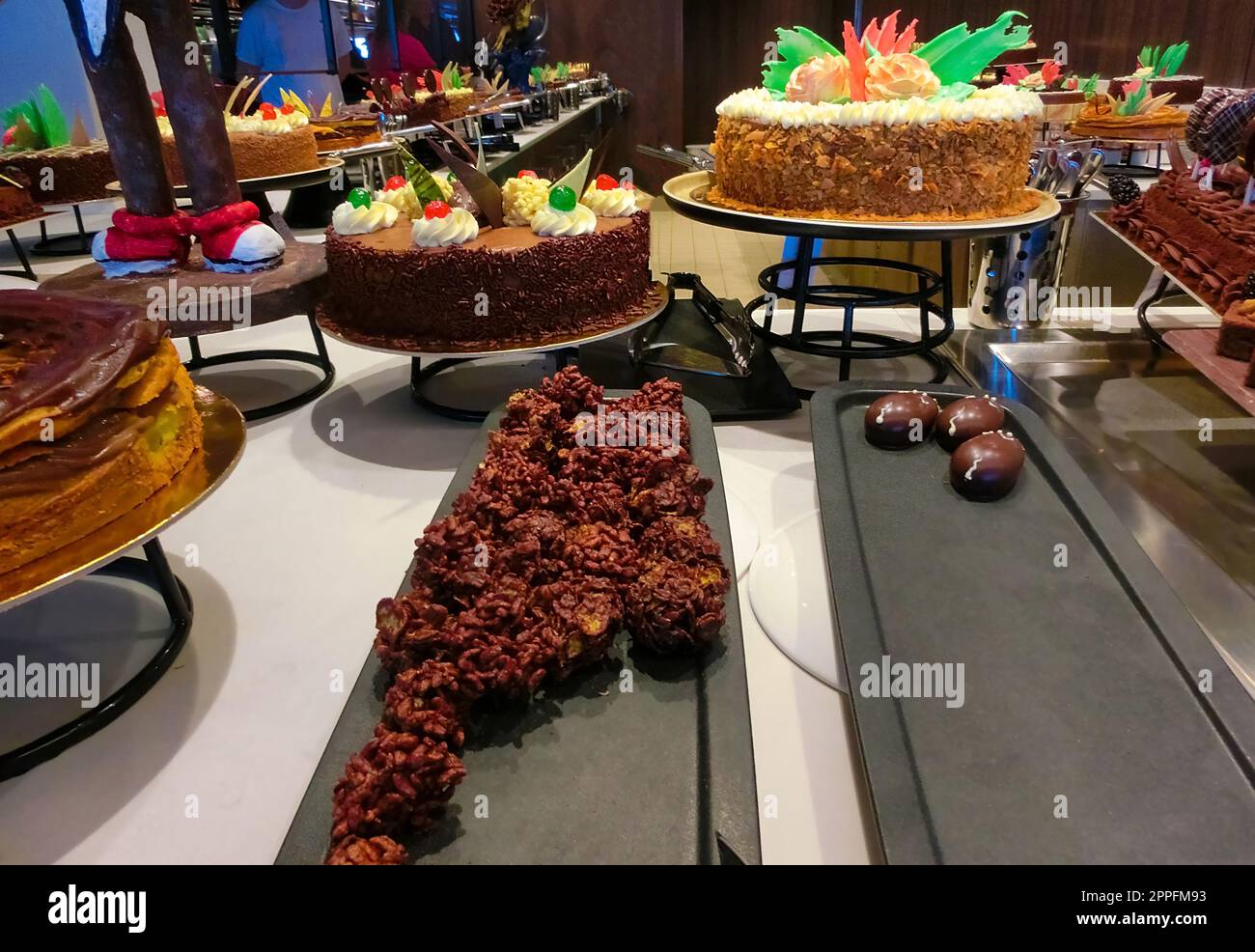 Dining Room Buffet aboard the luxury abstract cruise ship Stock Photo ...