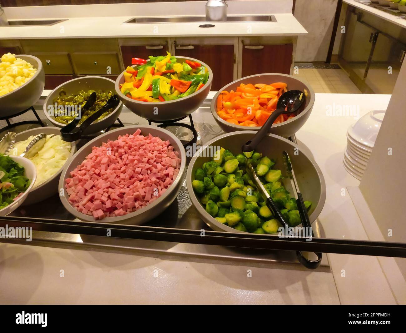 Dining Room Buffet aboard the luxury abstract cruise ship Stock Photo ...